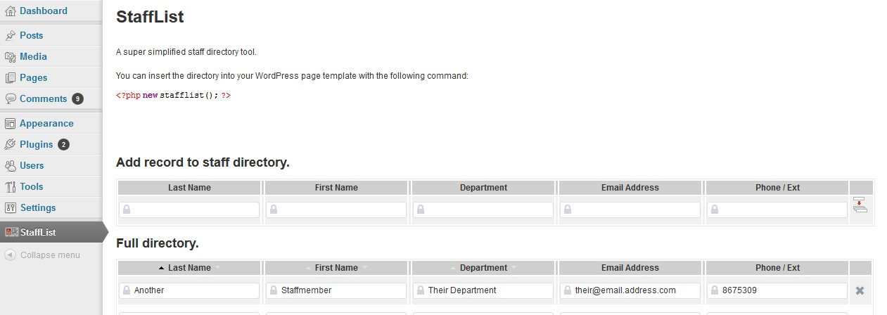 StaffList WordPress Plugin | ERA404